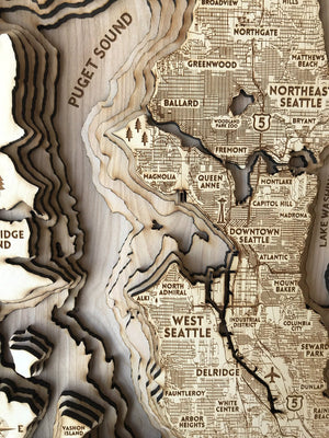 8x10 Seattle Wood Map– Alair Gift Shop
